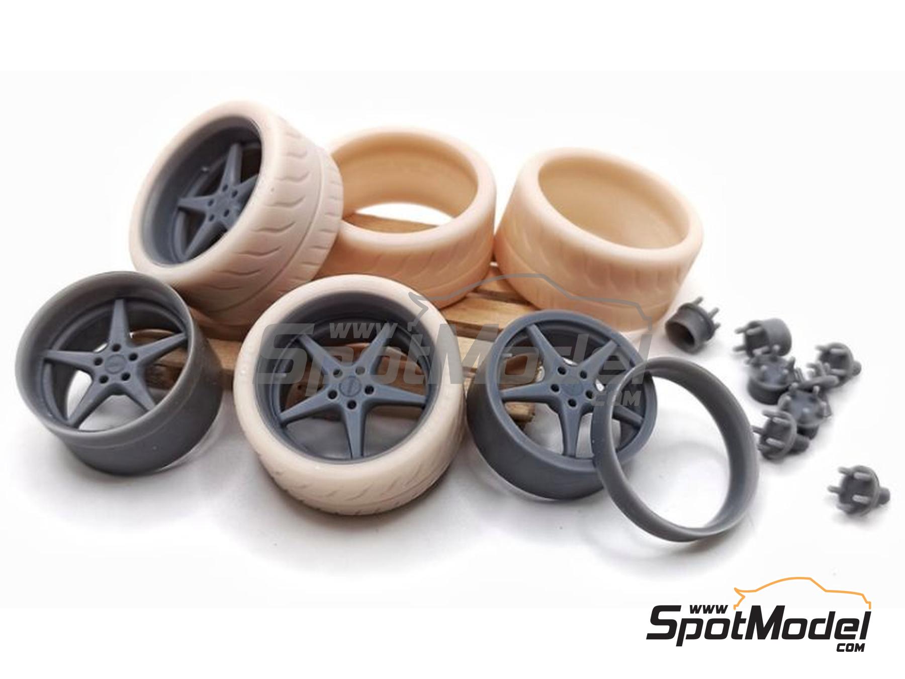 Yamamoto Model Parts YMPRIM18: Rims and tyres set 1/24 scale - Ocean MK18 18 inches - 4 units ...